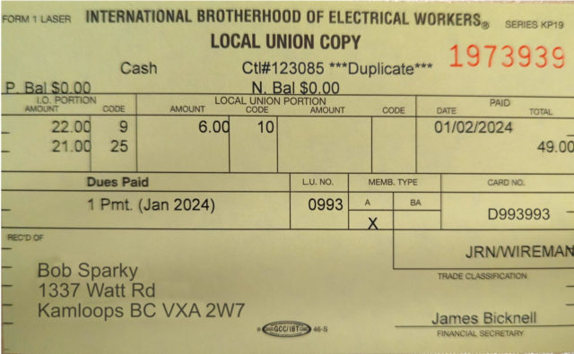 Dues in 2024 - Electrical Workers Local 993